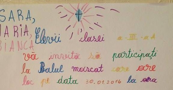 Ṣcoala Gimnazială Crevedia: Invitatie la bal mascat - clasa a III-a A