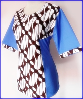 Model baju batik wanita modern warna biru