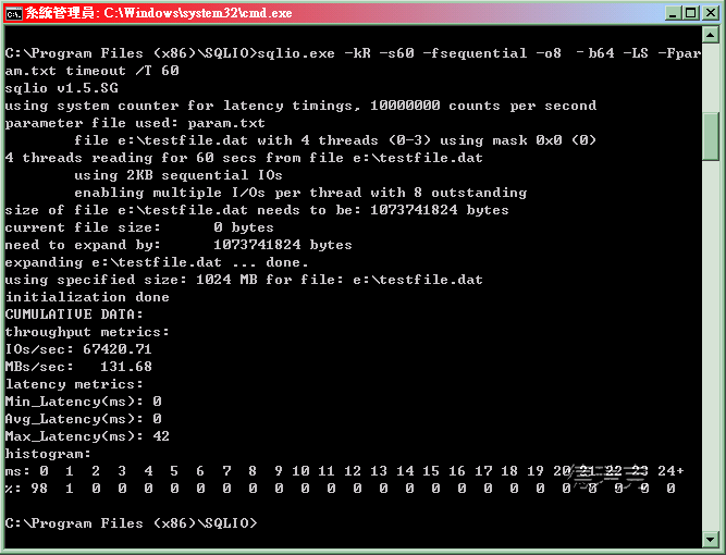 德瑞克：sql Server 學習筆記 認識「sqlio 公用程式」；sqlio Disk Subsystem Benchmark Tool 5607