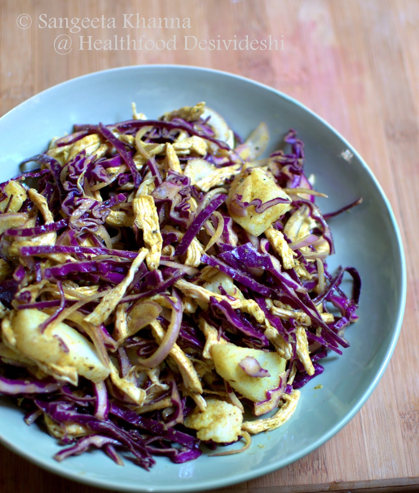Chicken salad with purple cabbage | two dressings, many flavors...