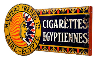 PATINA ANTIK: RARE 'MASPERO FRERES' CIGARETTES EGYPTIENNES ENAMEL SIGN