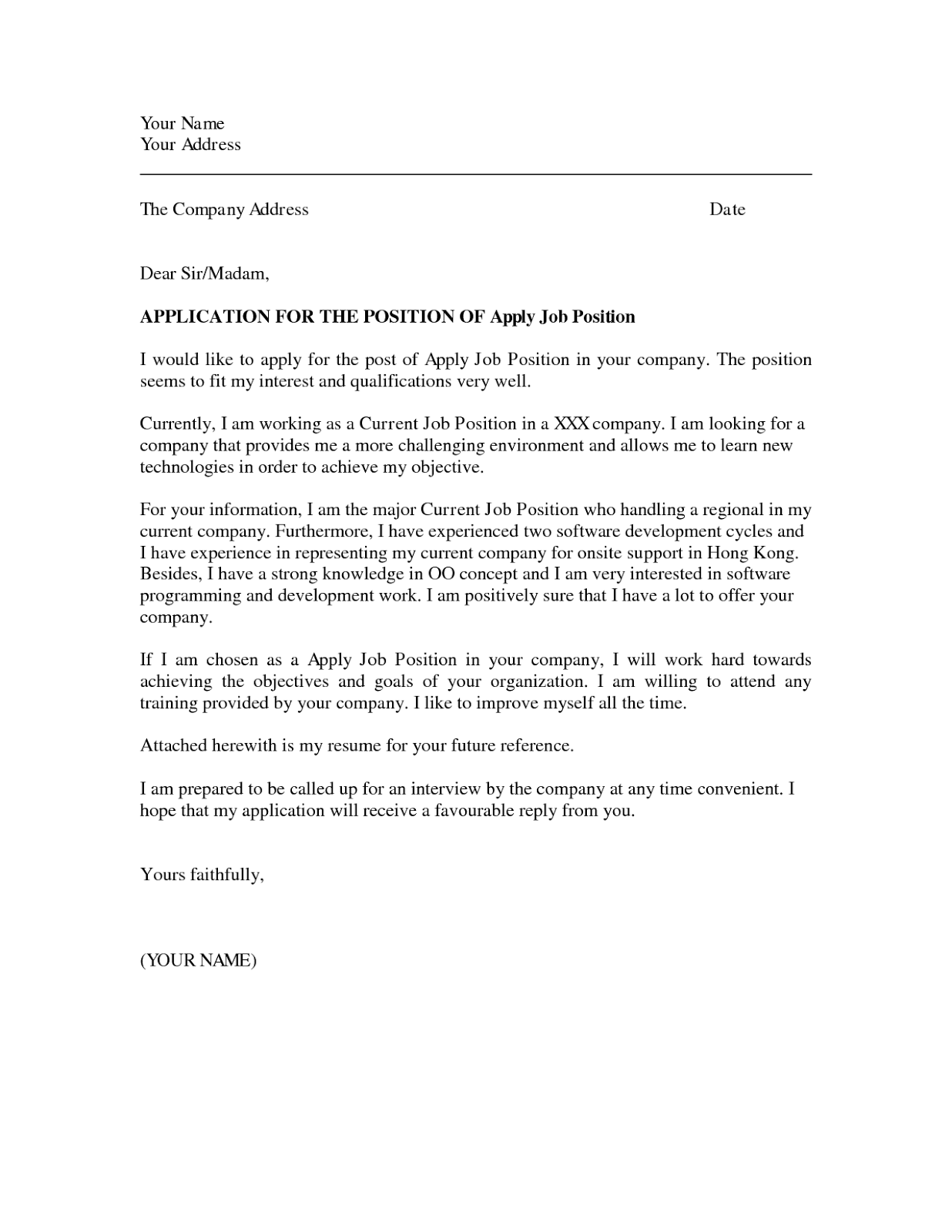 job application letter sample - Tipss und Vorlagen job application letter sample - Tipss und Vorlagen
