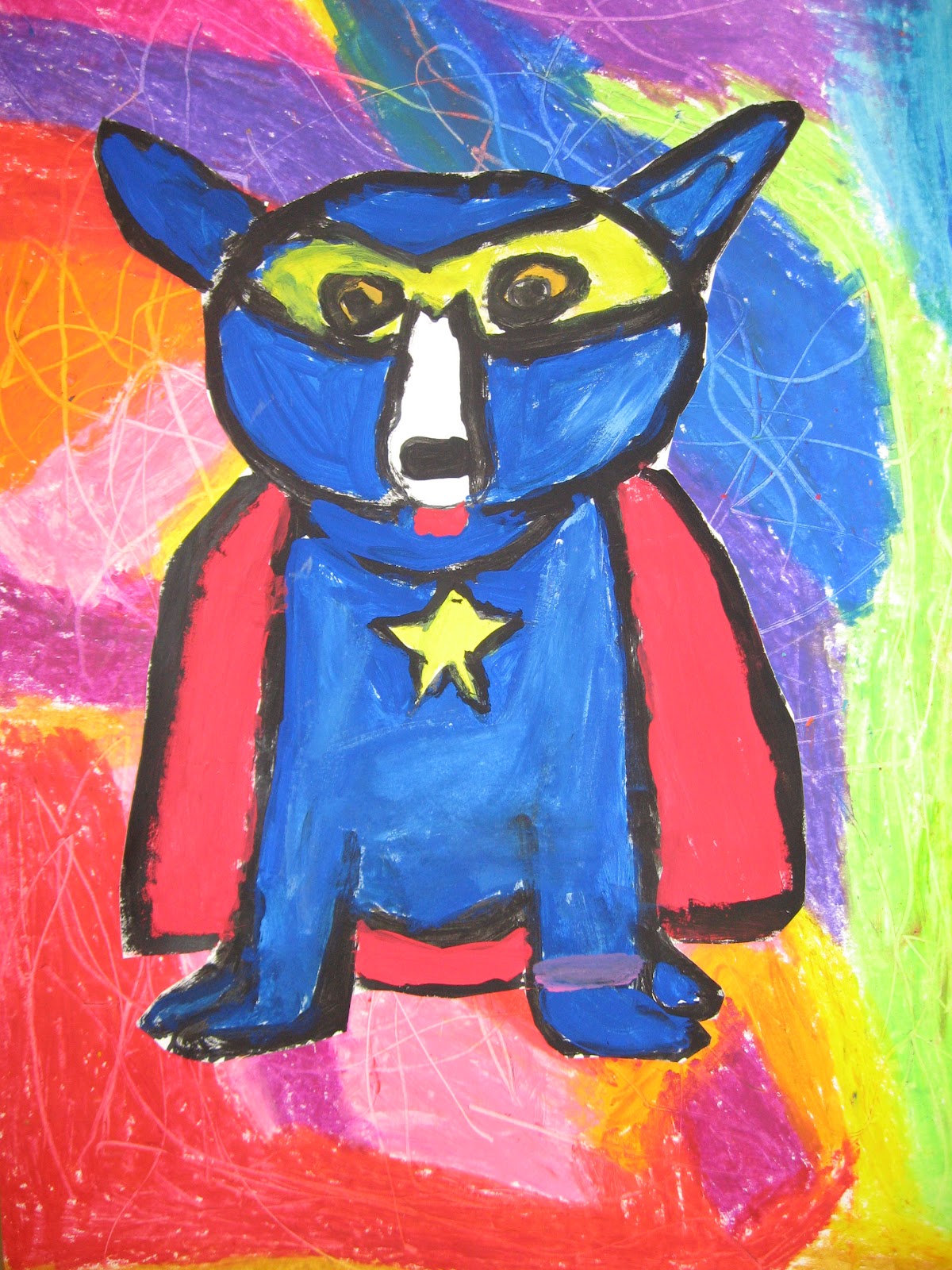 Jamestown Elementary Art Blog: 3rd grade Pollock/Rodrigue Dogs