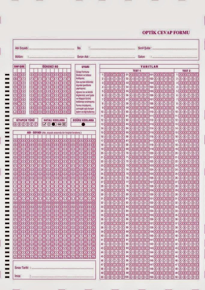 TASLAKLAR: Optik Cevap Formları