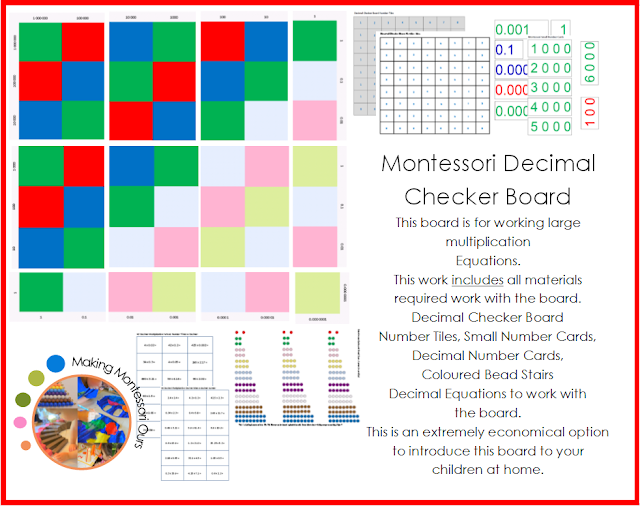 Montessori Decimal Checker Board Printable Package - "Making Montessori ...