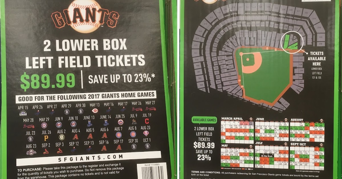 San Francisco Giants 2 Lower Box Left Field Tickets (2017) | Costco ...
