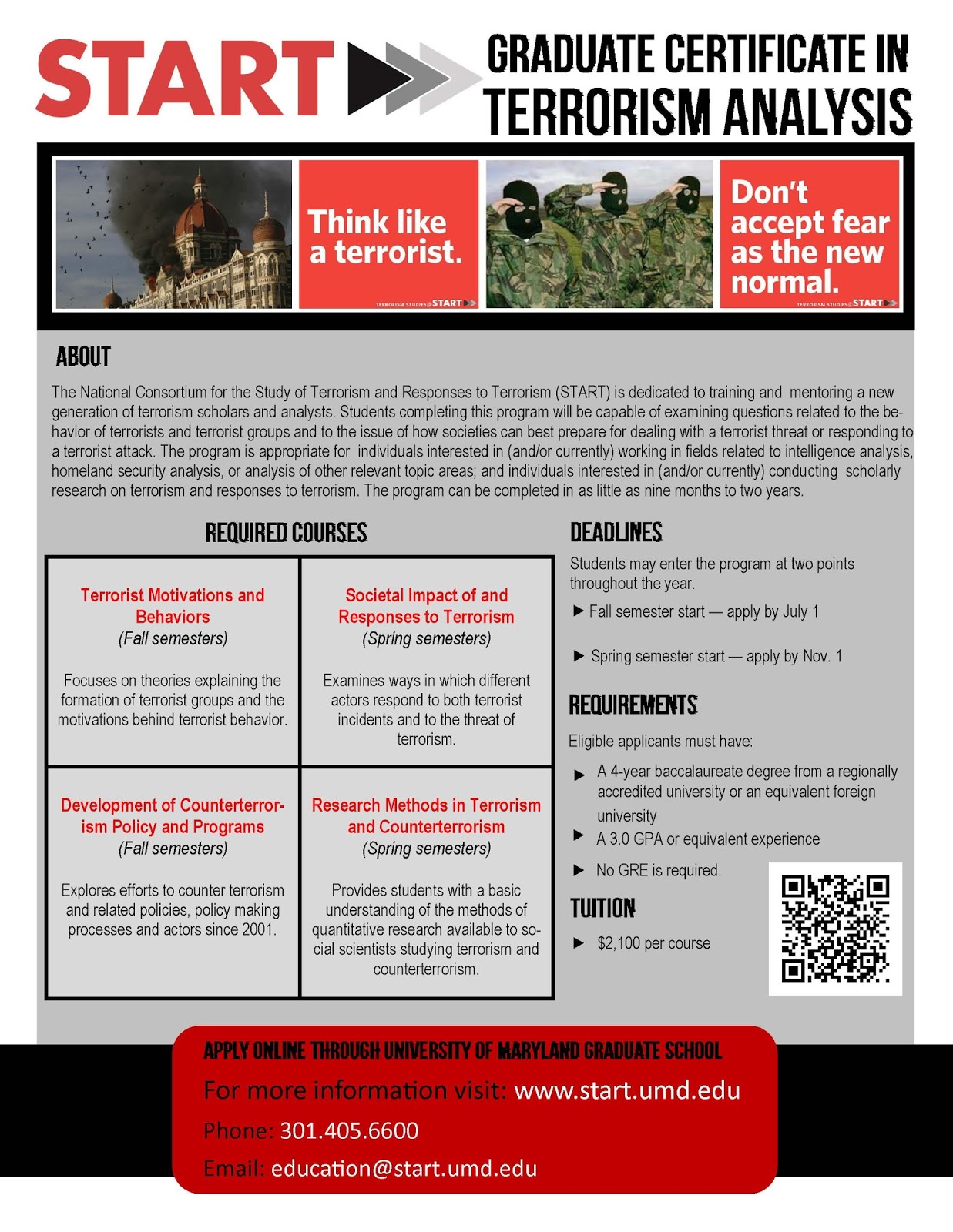 CCJS Undergrad Blog: START Graduate Certificate in Terrorism Analysis ...