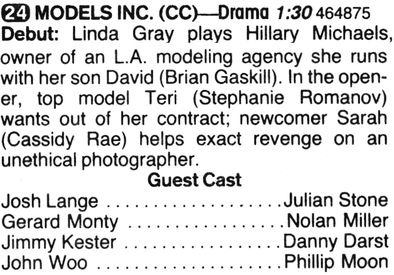 Models Inc: Episode #01 Ad (TV Guide)