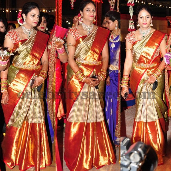 Revanth Reddy Wife at her Daughter Wedding - Saree Blouse Patterns