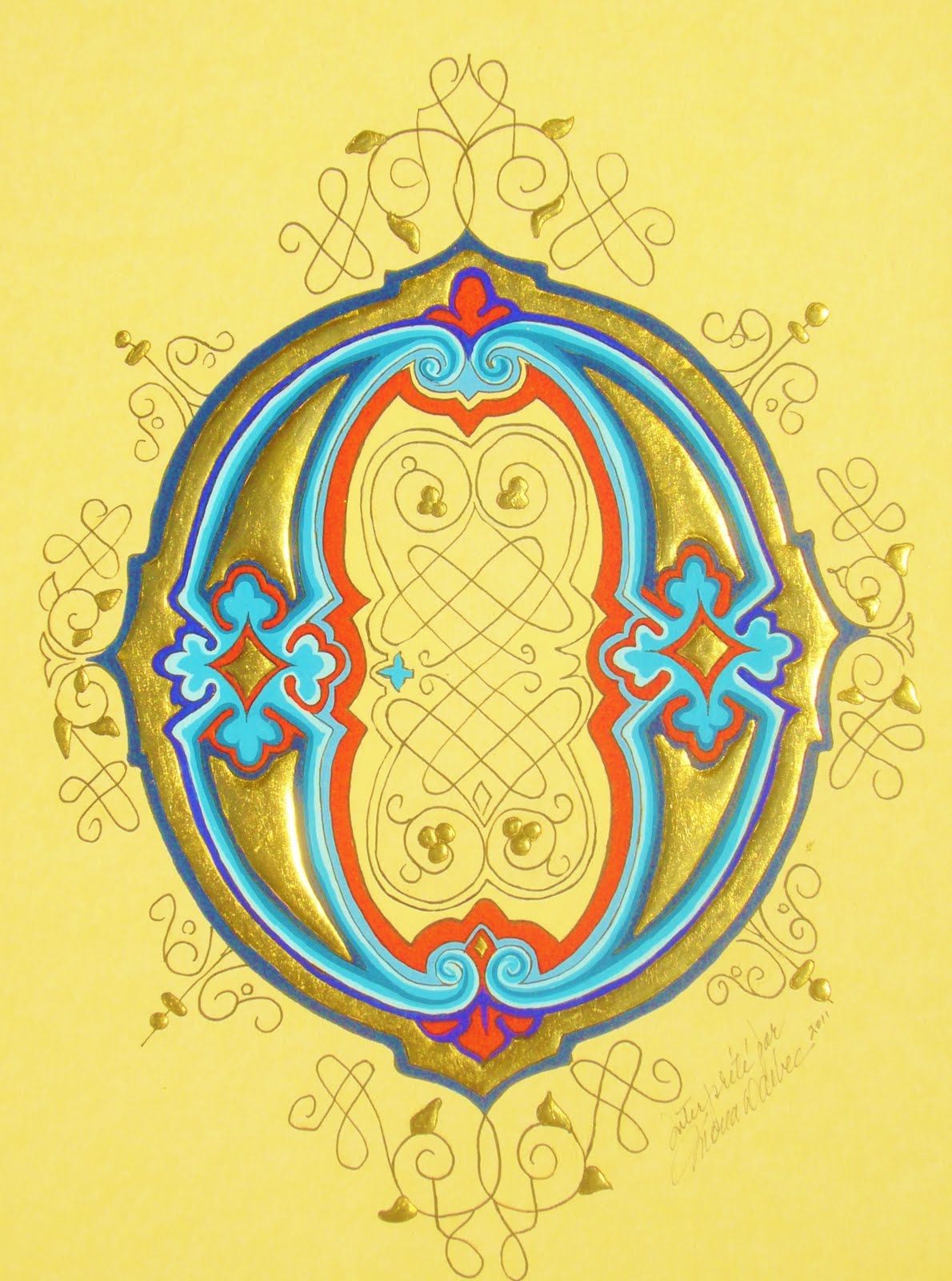 Enluminures par Mona Dalbec: ''O'' en or