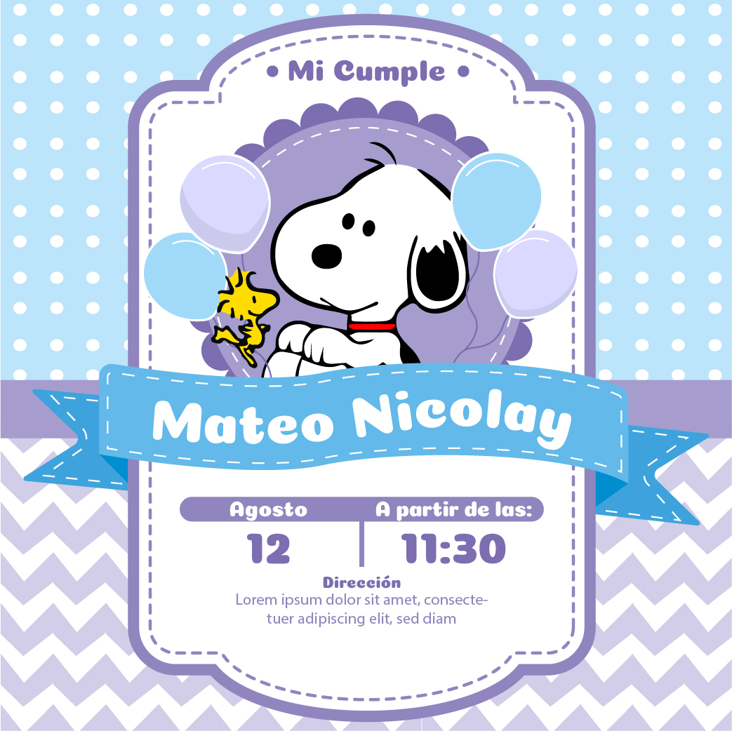 Invitación cumpleaños Snoopy y bautizoInvitación Bautizo - MAGDA ...