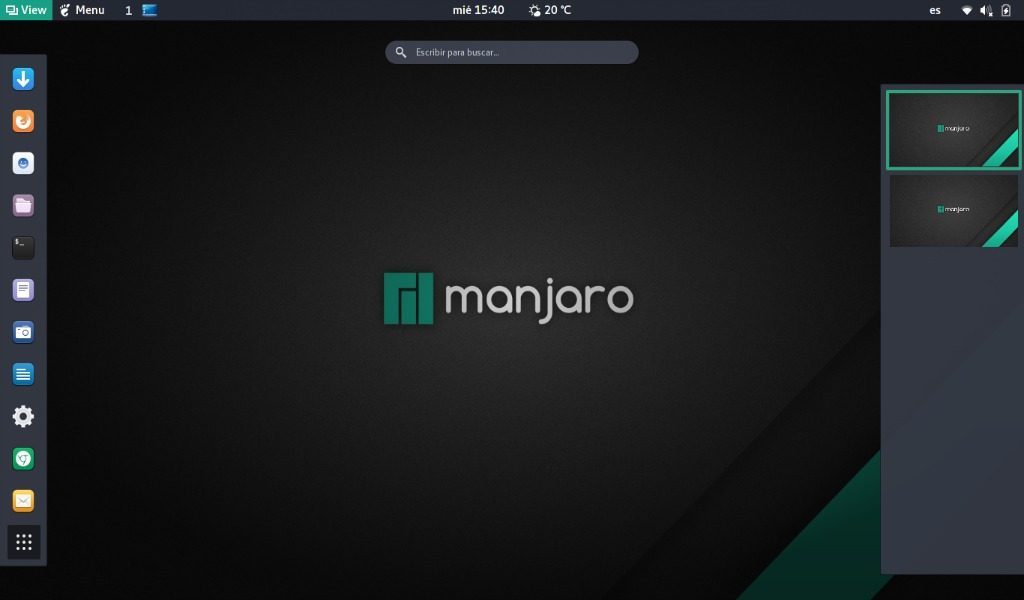 Escritorio Manjaro Linux.