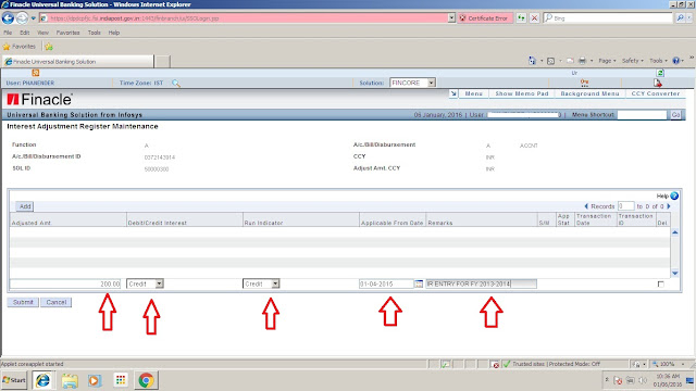 Procedure for giving the IR entry in DOP Finacle - POFINACLEGUIDE