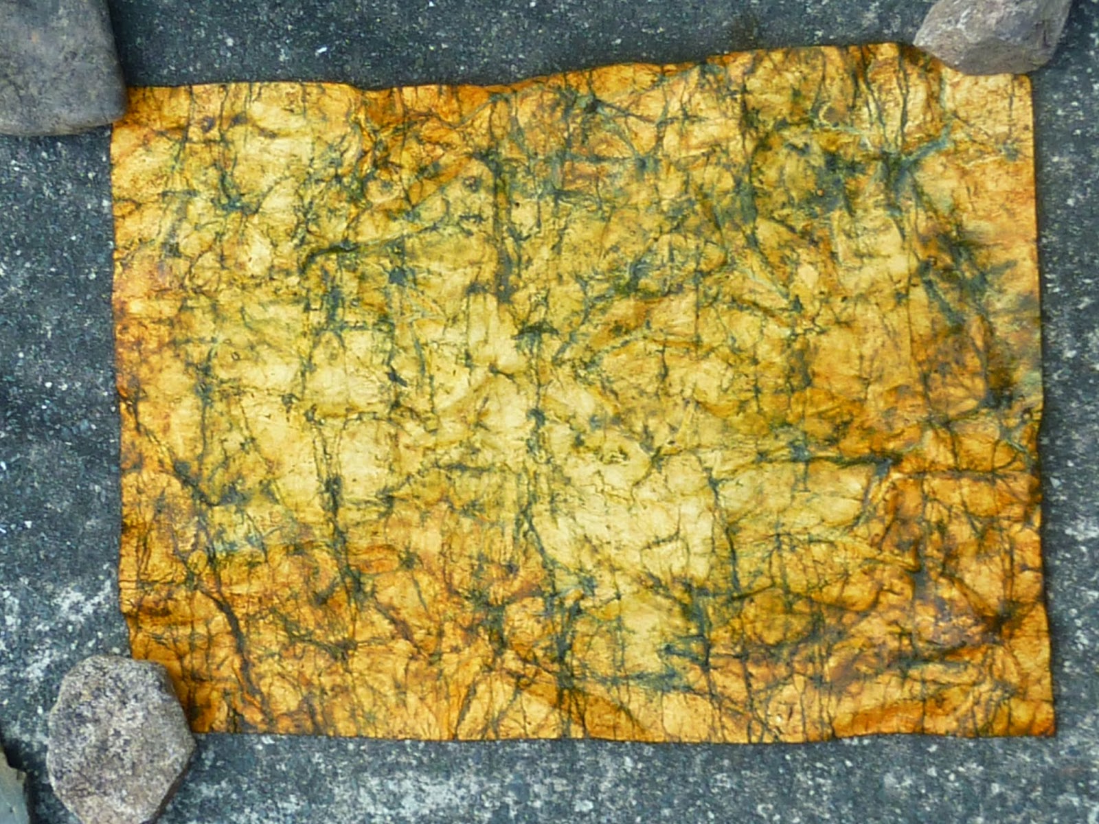 Patapan Art: Using rust to colour fabric, watercolour paper and wool