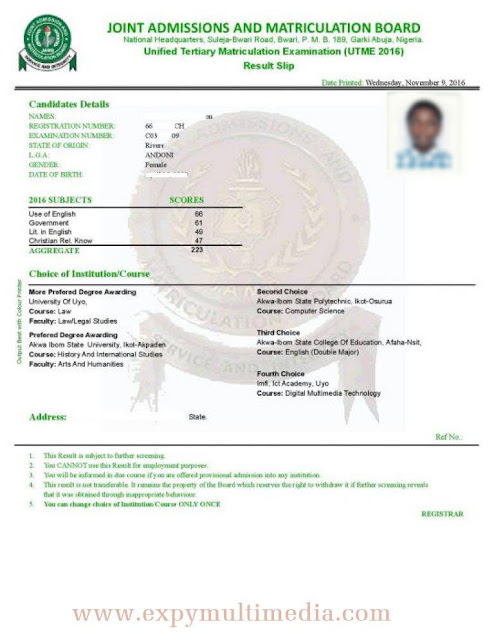 Step by step guide on how to pay and print JAMB original result.