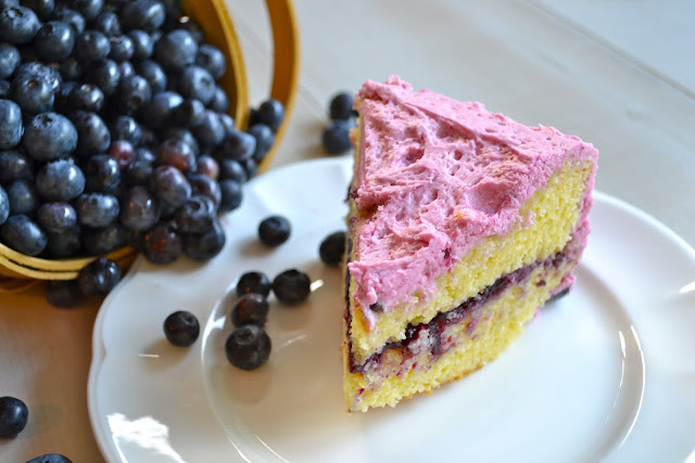 Blueberry Buttercream Cake with Blueberry Filling - Mother Thyme