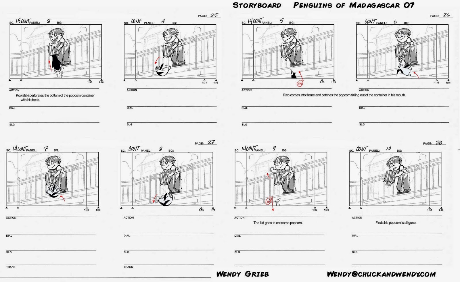Wendy Grieb's Storyboard Portfolio: Penguins of Madagascar Storyboard Test