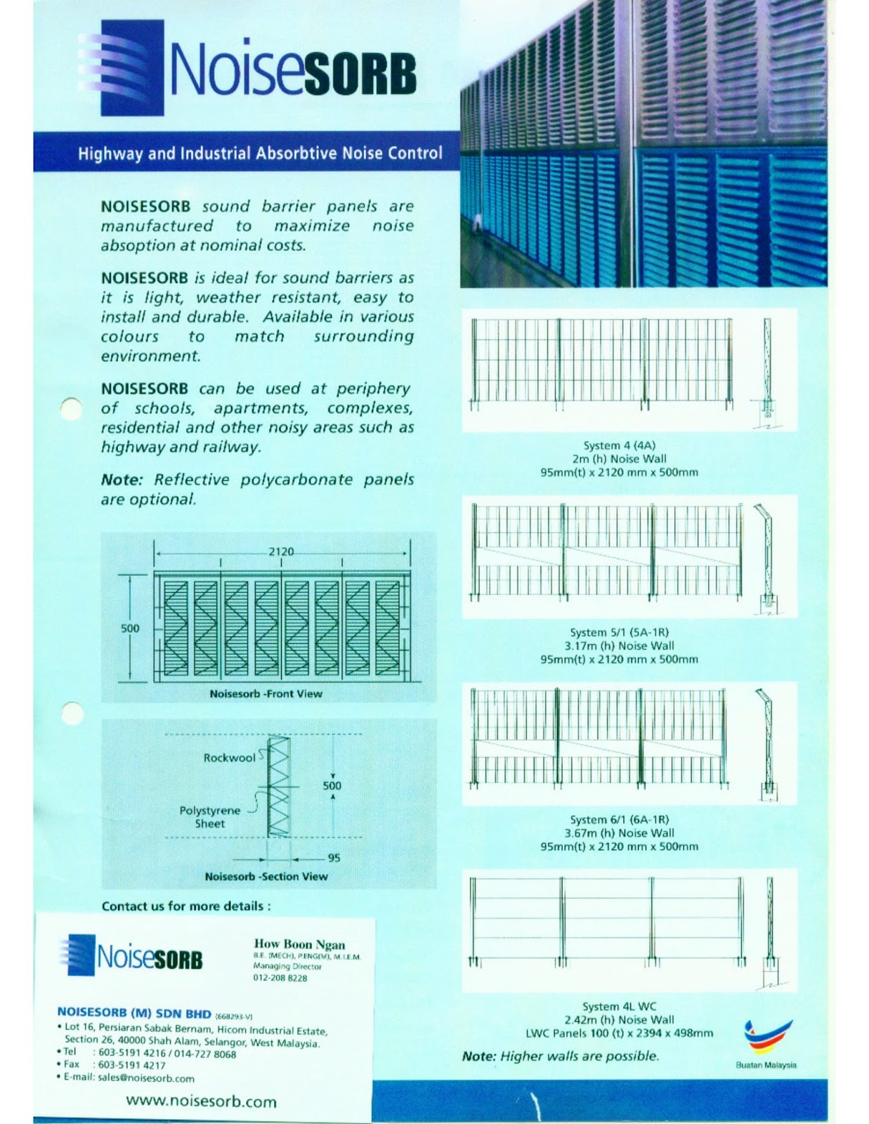 Noise Barrier Wall Company : NOISESORB (M) SDN BHD: NOISE BARRIER PRODUCT CATALOGUE