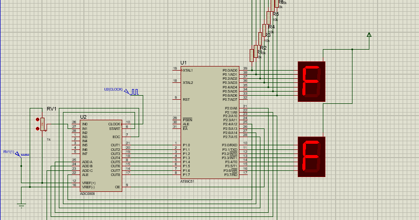 8051 microcontroller programming:Interfacing ADC 0808 and displaying ...
