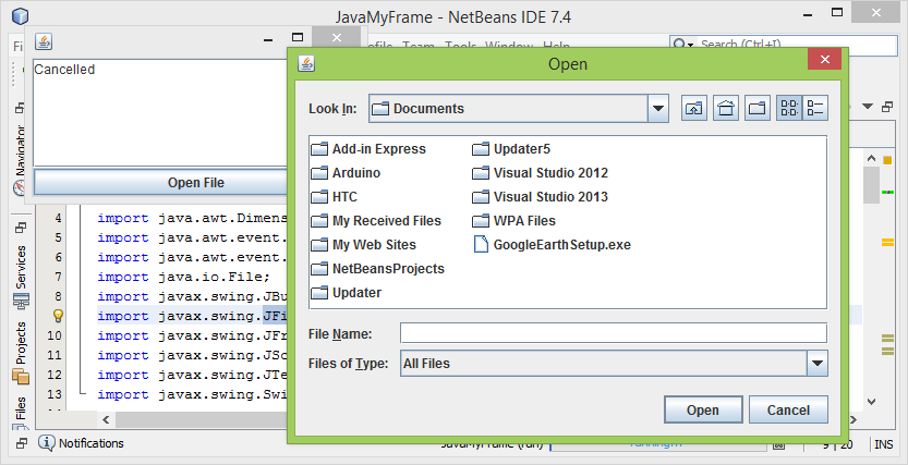 Java Buddy Example Of Using Swing Jfilechooser