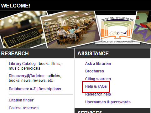 Library Online Lounge - Tarleton Libraries: Brand New FAQs