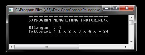 Menghitung Nilai Faktorial Dengan C++