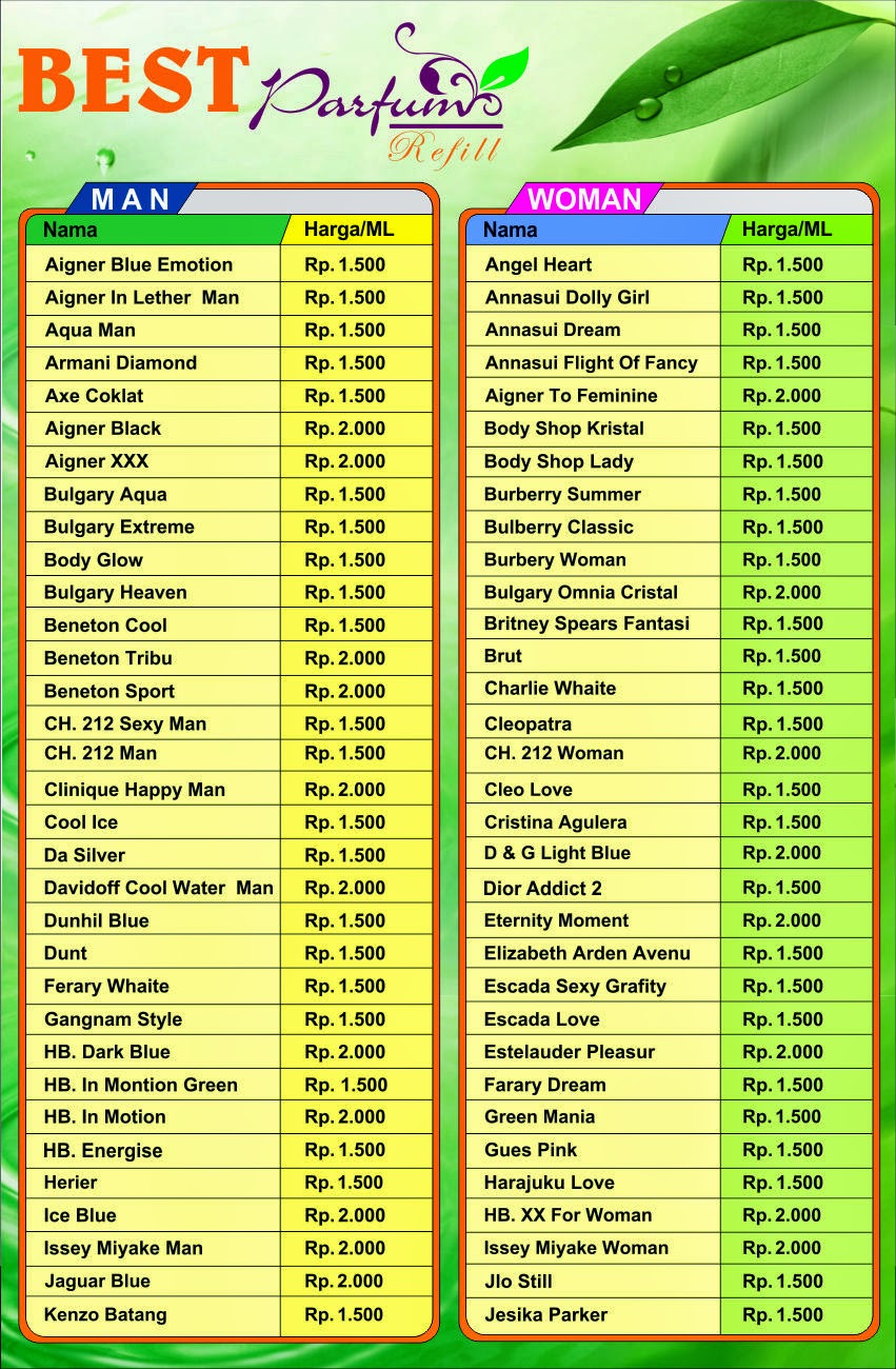 Daftar Harga Best Parfum - CV GRADIENT