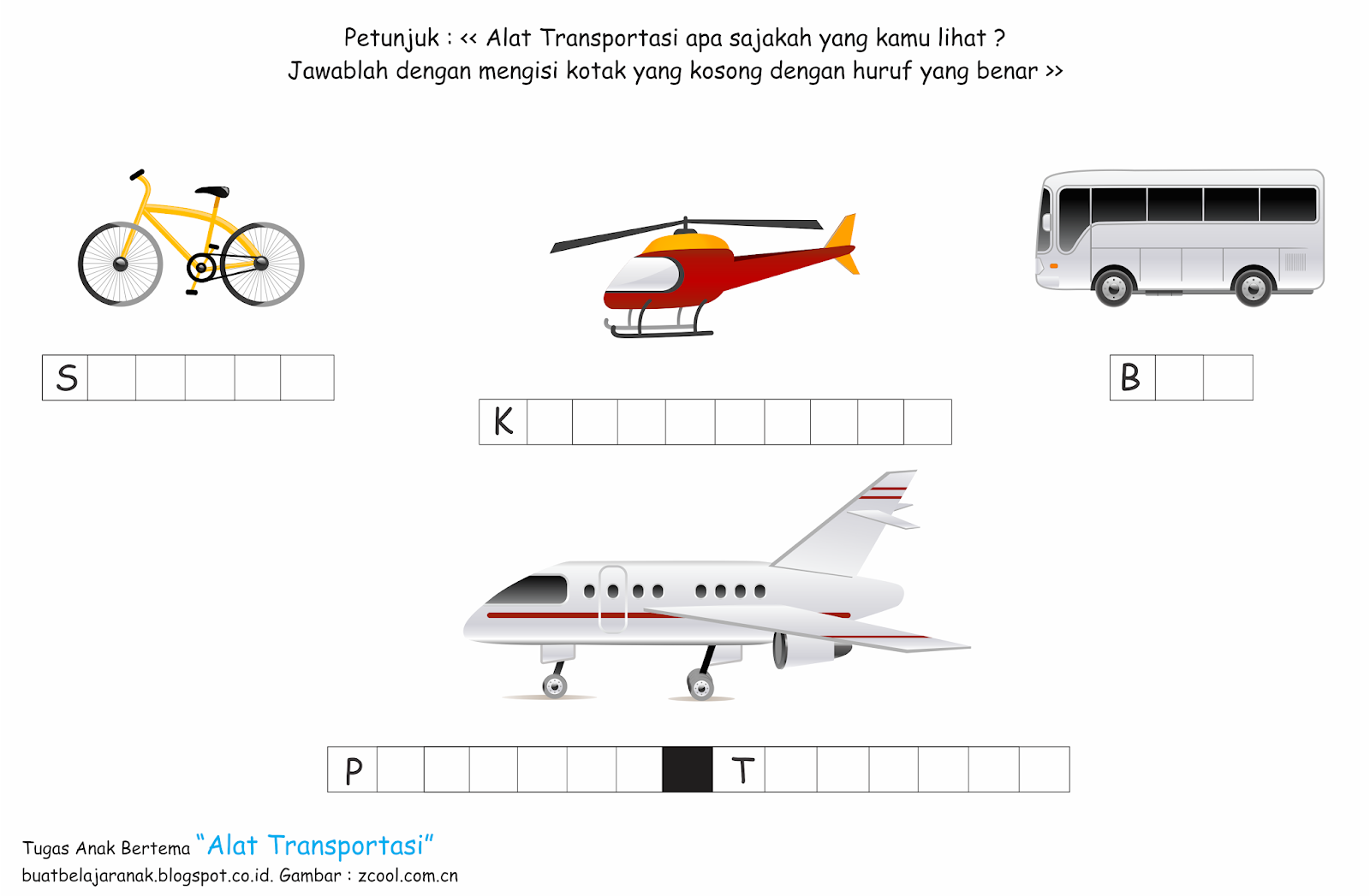Ainaya Aiza Blog: Tugas Anak Bertema Alat Transportasi