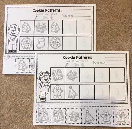 Christmas Cookies Pattern Worksheets ~ Preschool Printables