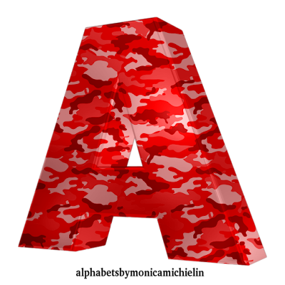 Monica Michielin Alphabets: RED CAMOUFLAGE ALPHABET PNG #love, #camouflage