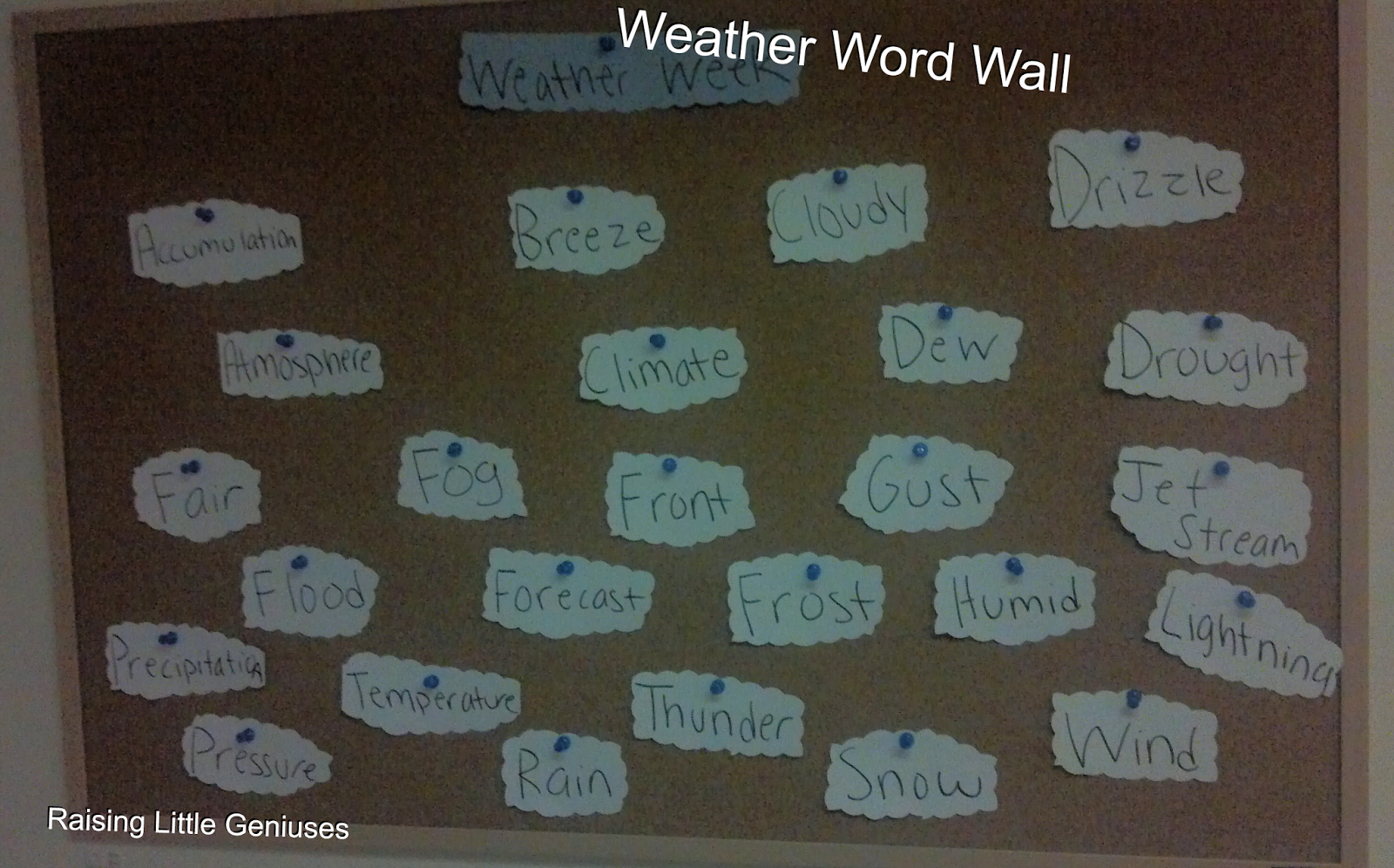 Raising Little Geniuses: Weather Word Wall