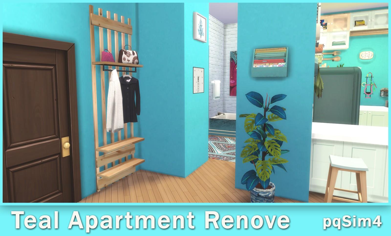 Teal Apartment Renove. Sims 4 Speed Build and Download.