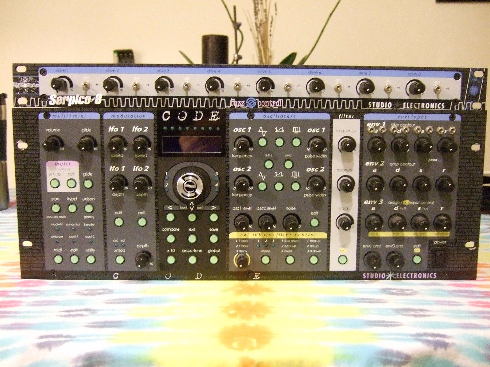 MATRIXSYNTH: STUDIO ELECTRONICS CODE 8 SN 1314 w/ One Off Custom Serpico-8 Fuzz Control