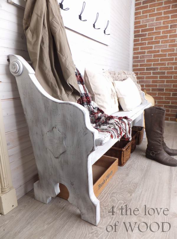 4 the love of wood: WHITE CHURCH PEW - entry bench
