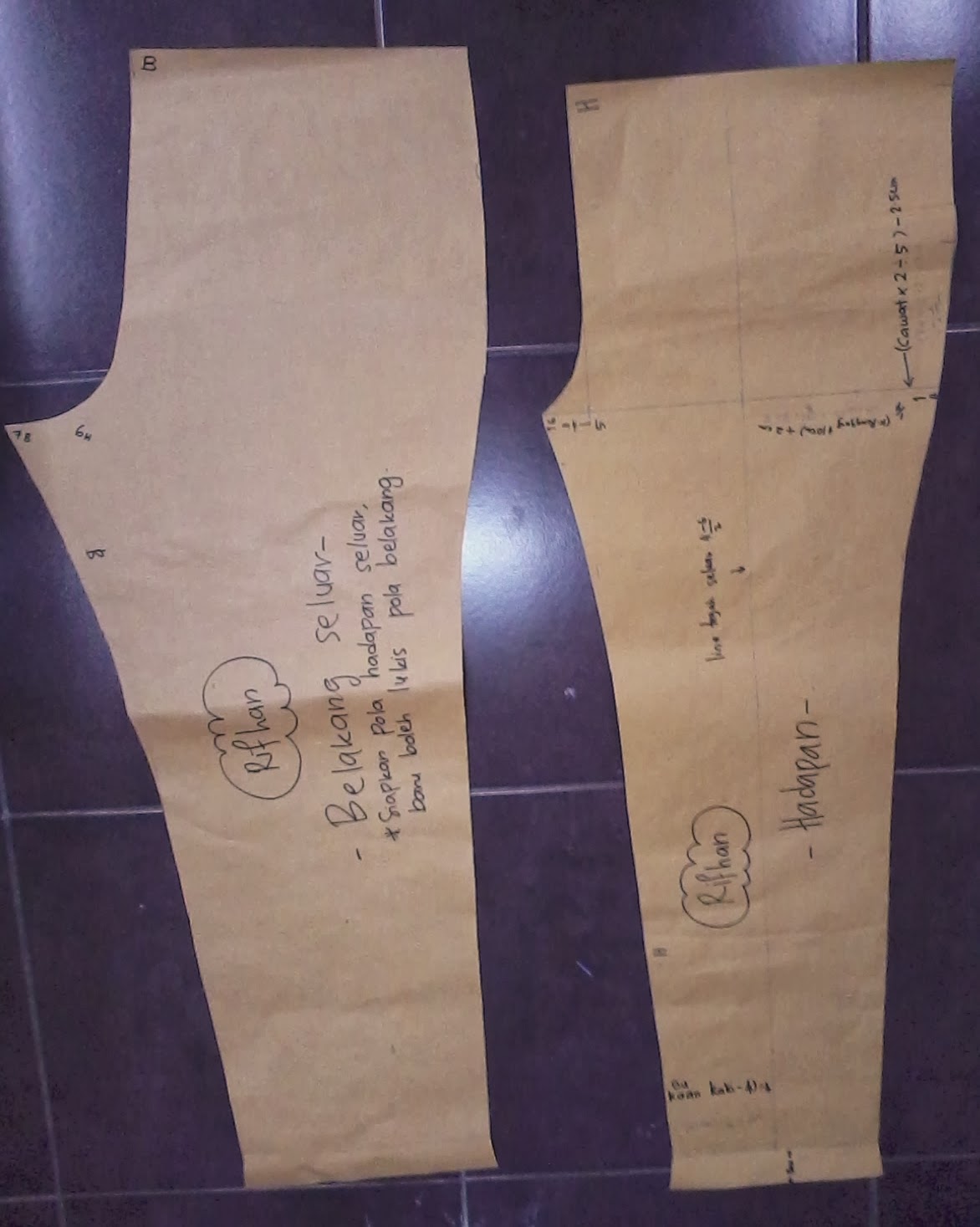 Cara Potong Seluar Slek Wanita Menggunakan Pola