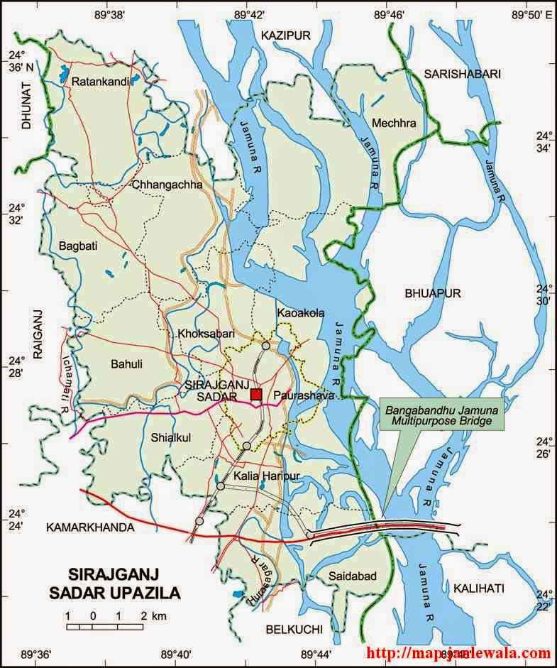 Sirajganj District: Map in Sirajganj District