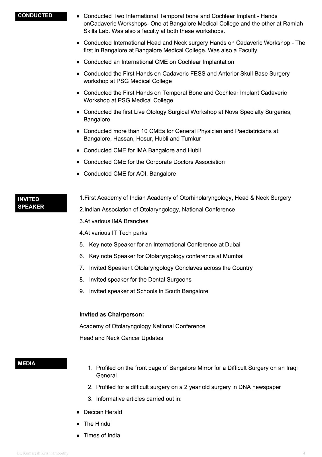 Dr Kumaresh ENT Clinic: CV of Dr Kumaresh - Senior Consultant Dr ...