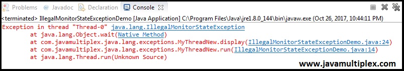 Demo Of Illegalmonitorstateexception Java Lang Package