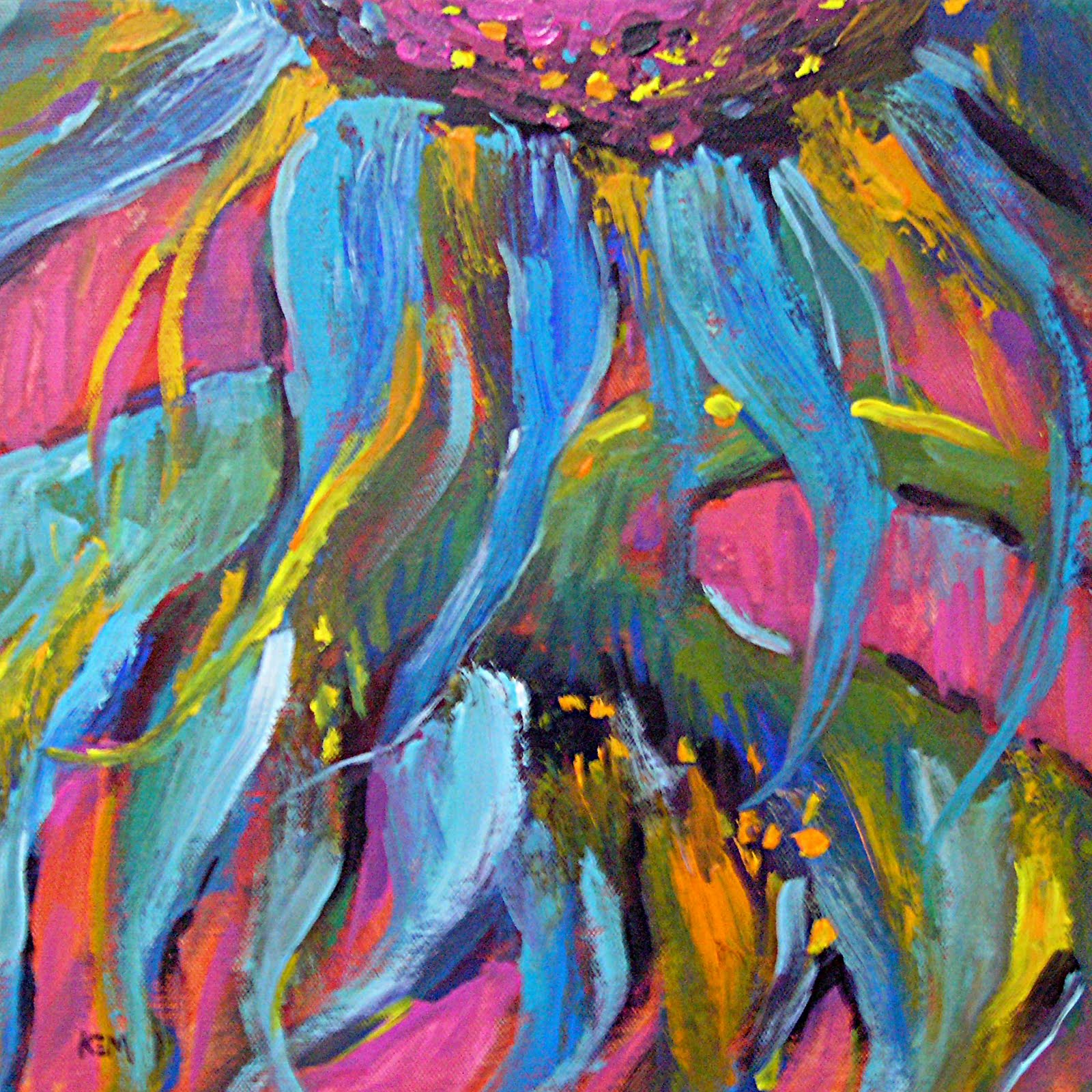 Painting My World: Colorful Sunflowers Acrylic 12x12