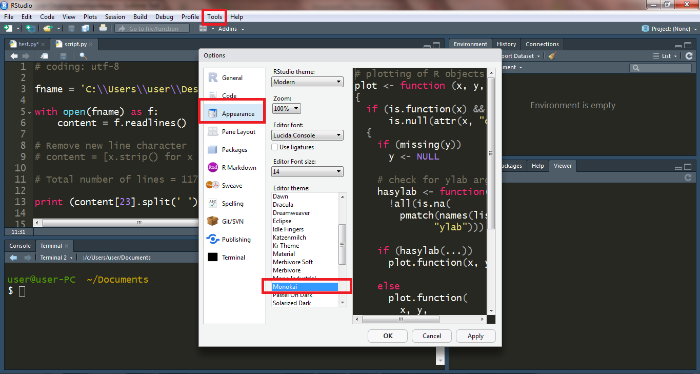 Geospatial Solutions Expert: Switching to Monokai Color Scheme on ...