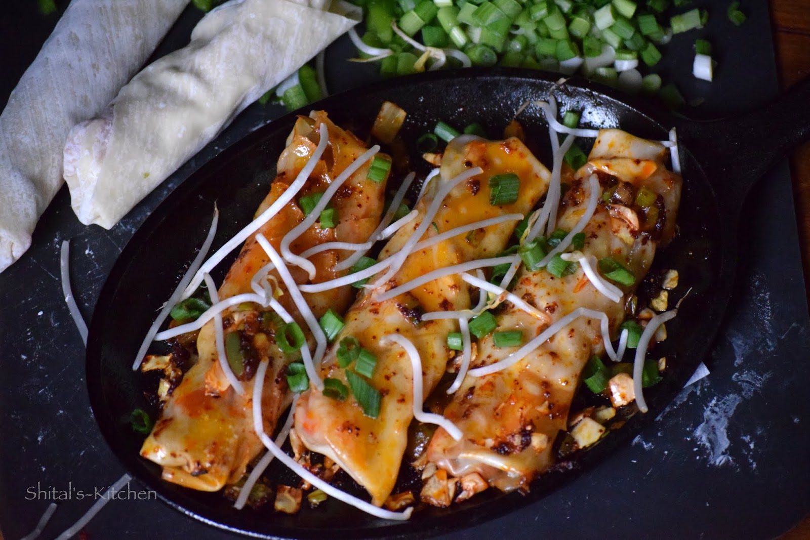 Shital's-Kitchen: Steamed Rolls in Schezwan Sauce