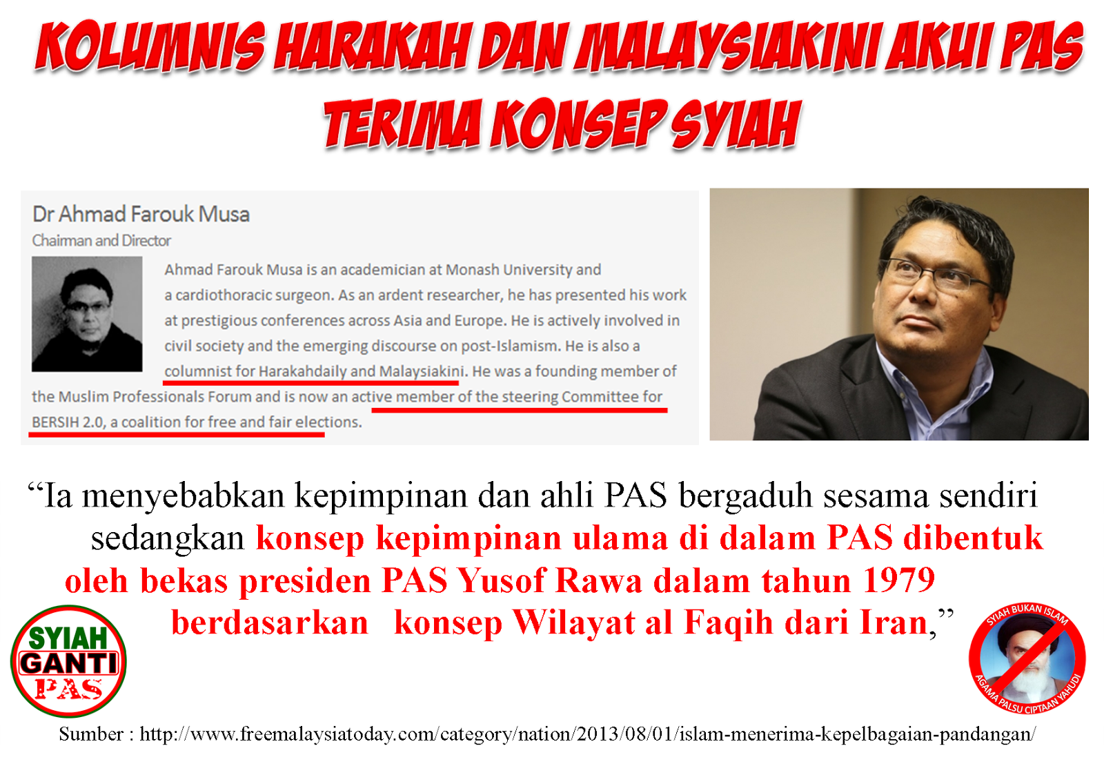 KOLUMNIS HARAKAH AKUI PAS TERIMA SYIAH