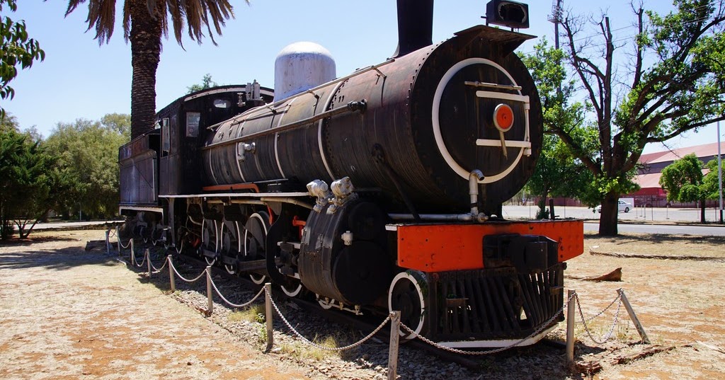 old STEAM LOCOMOTIVES in South Africa: Potchefstroom Station Forecourt, SAR Class 8A no 1097