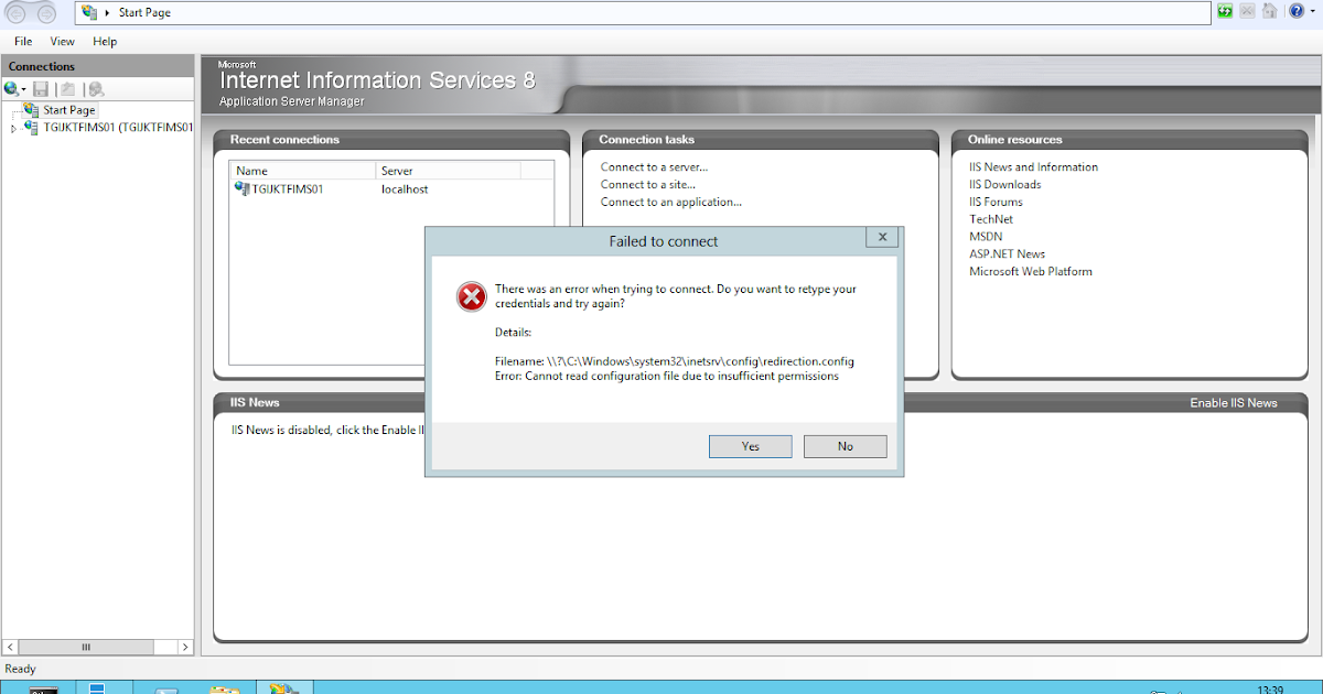 Information Iis There Was An Error When Trying To Connect Do You Want To Retype Your