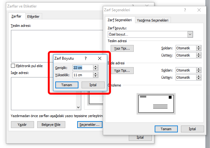 Eğer aldığınız zarfın boyutunu bilmiyorsanız lütfen bir cetvel yardımı ...