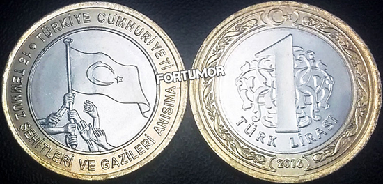 World Coin News: Turkey 1 lira 2016 - 15th july martyrs & veterans