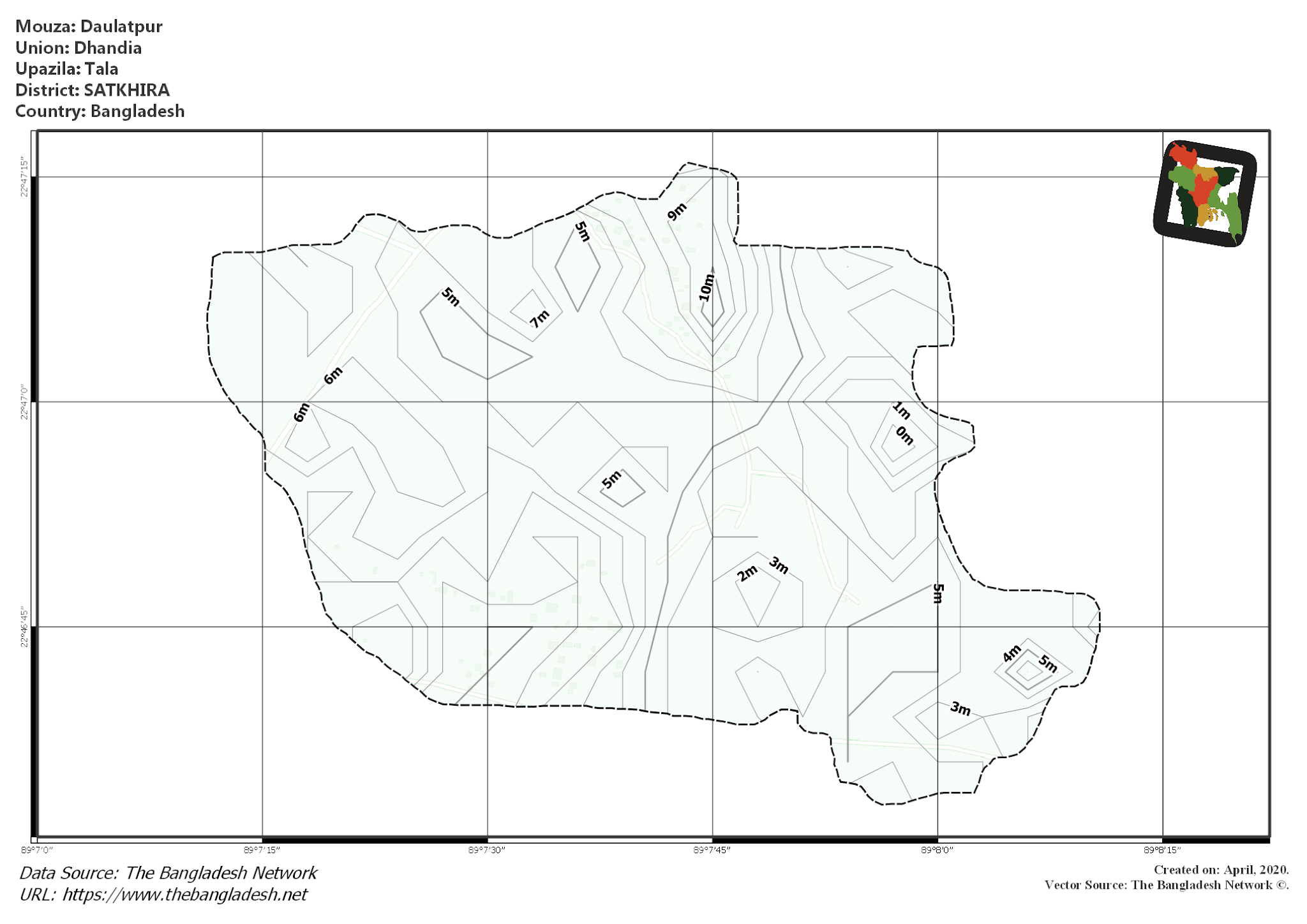 Map of Daulatpur Mouza, Tala, Satkhira