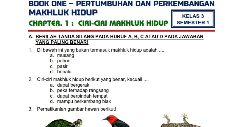 Download Soal Tematik Kelas 3 Semester 1 Tema 1 Subtema 1 - Pertumbuhan Dan Perkembangan Makhluk ...