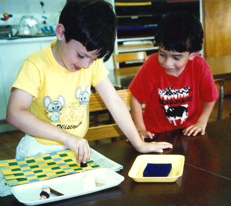 Art for Small Hands: Printing - Patterns on Weaving