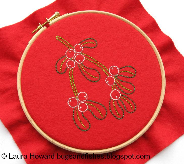 Bugs and Fishes by Lupin: How To: Embroidered Mistletoe Ornament